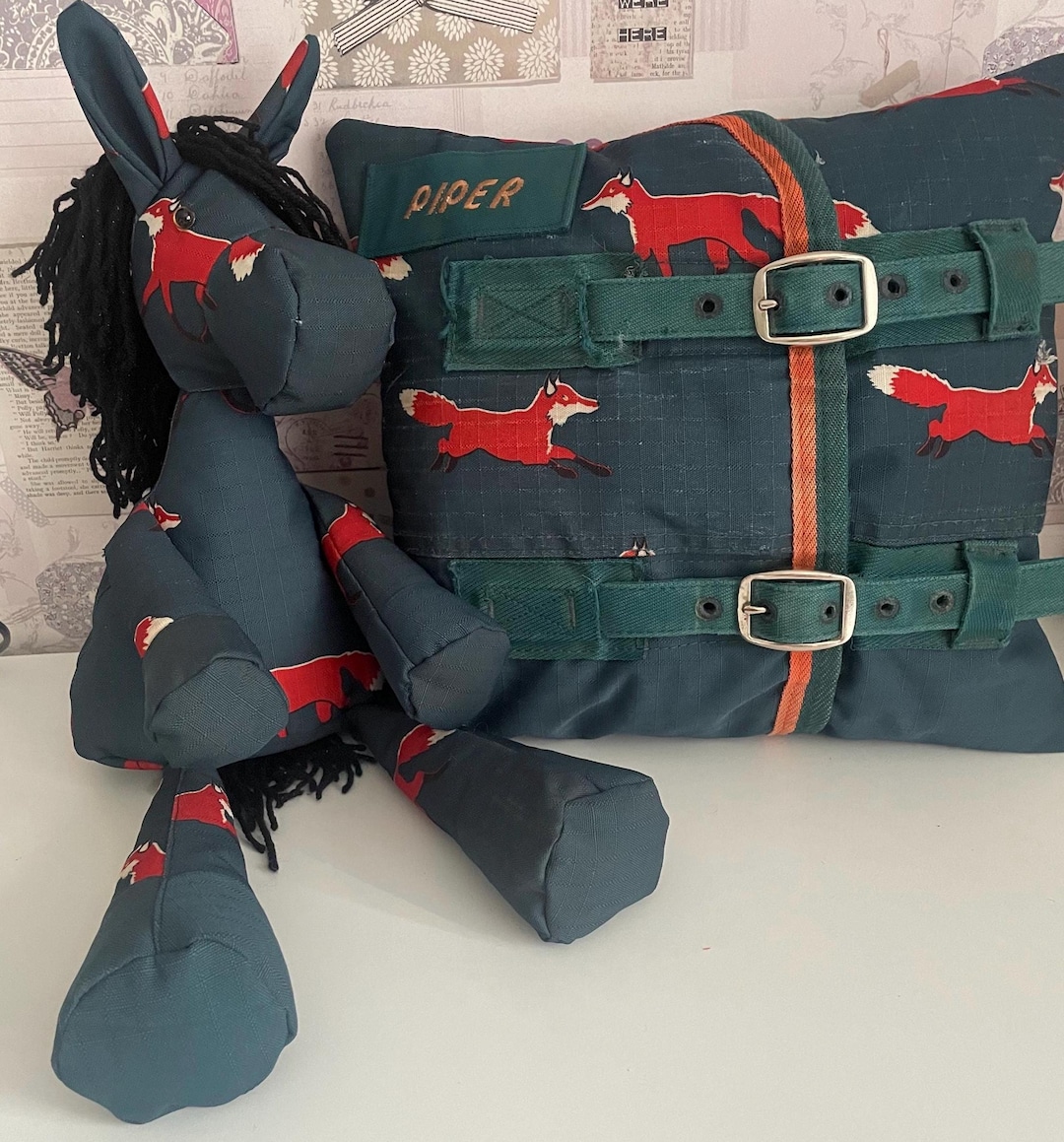 Memory Rug Pillow and Matching Horse Teddy - Etsy UK