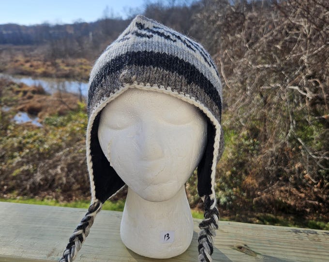 Handmade Wool Ear Flap Beanie | Fleece Lined Knit Winter Hat - Etsy