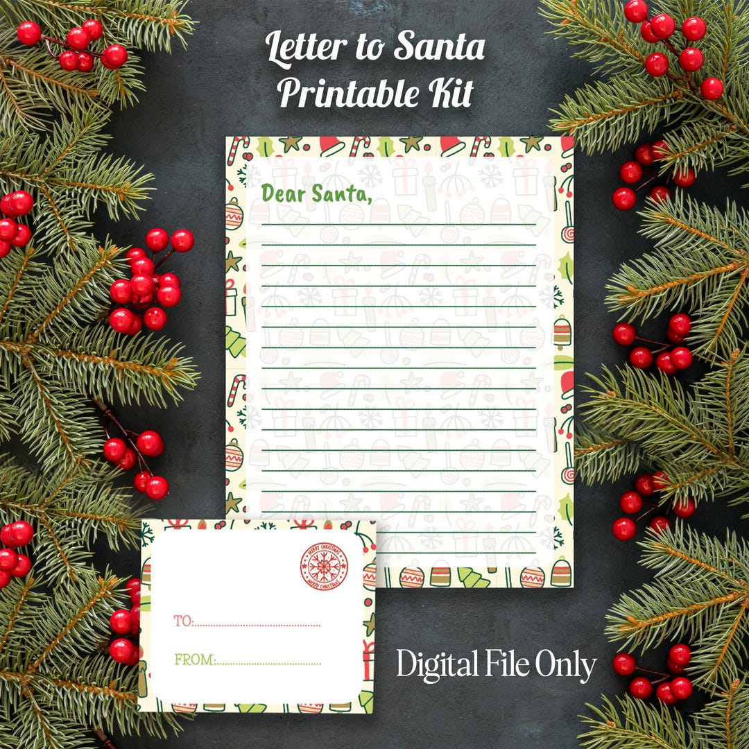 LETTER TO SANTA Kit, Santa Letter Kit With Envelope, Christmas Letter ...