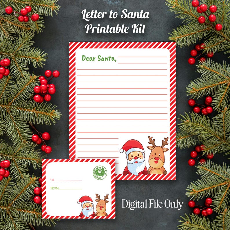 LETTER TO SANTA Kit, Santa Letter Kit With Envelope, Christmas Letter ...