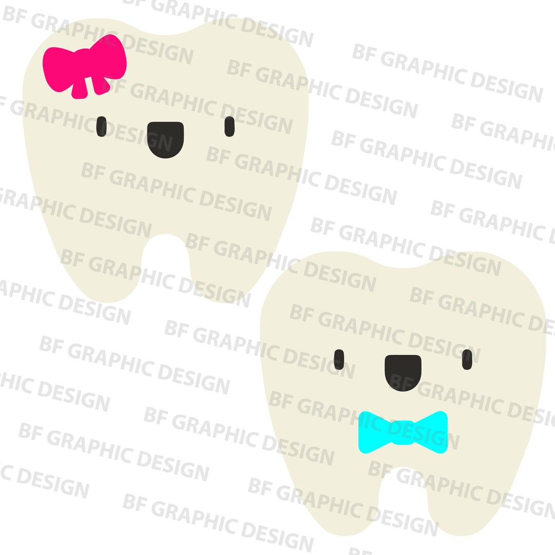 Tooth Fairy SVG. Girl Tooth With Bow. Boy Tooth With Bow Tie Cut File ...
