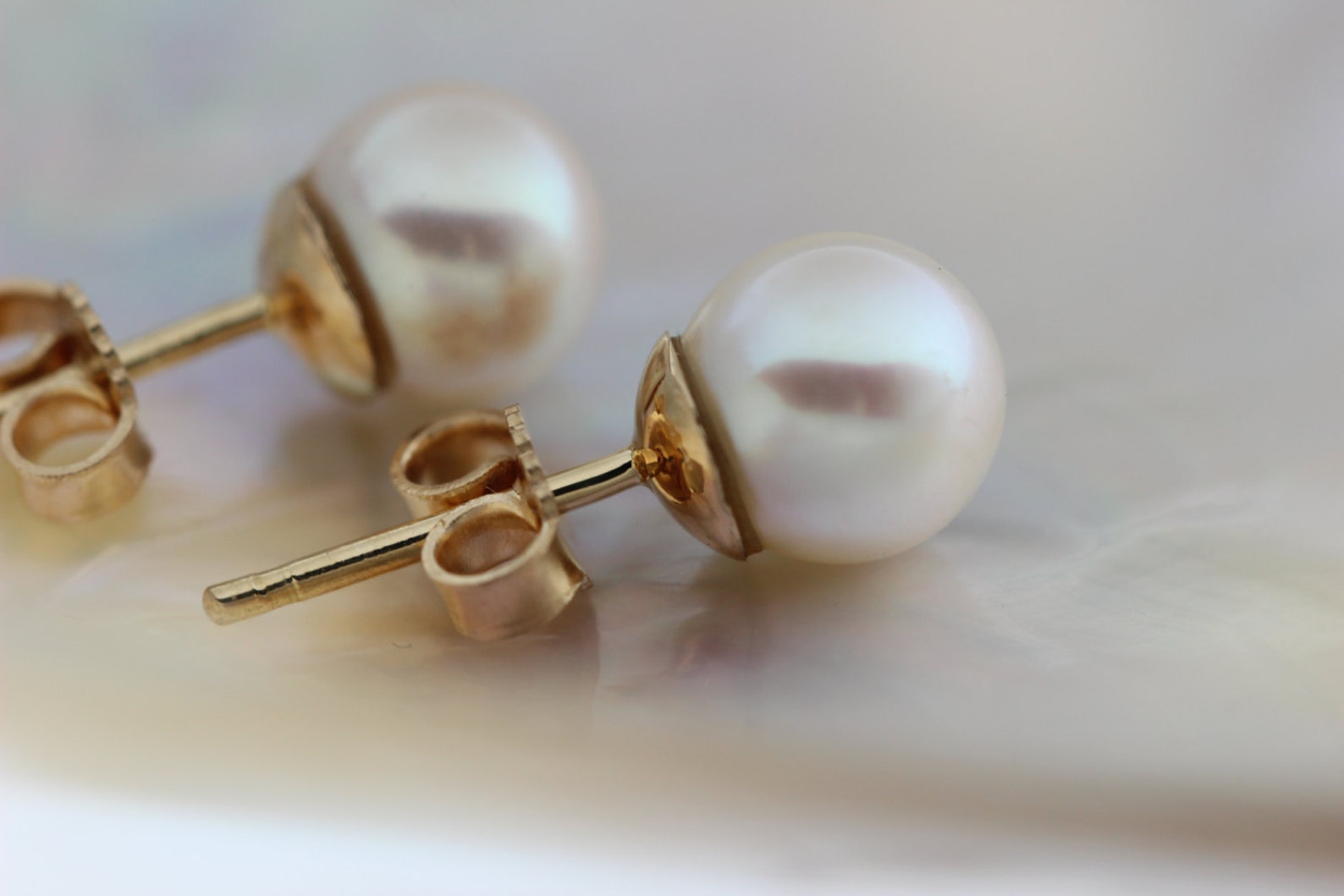 Vera perla Orecchini in oro 18 carati giallo oro perle | Etsy