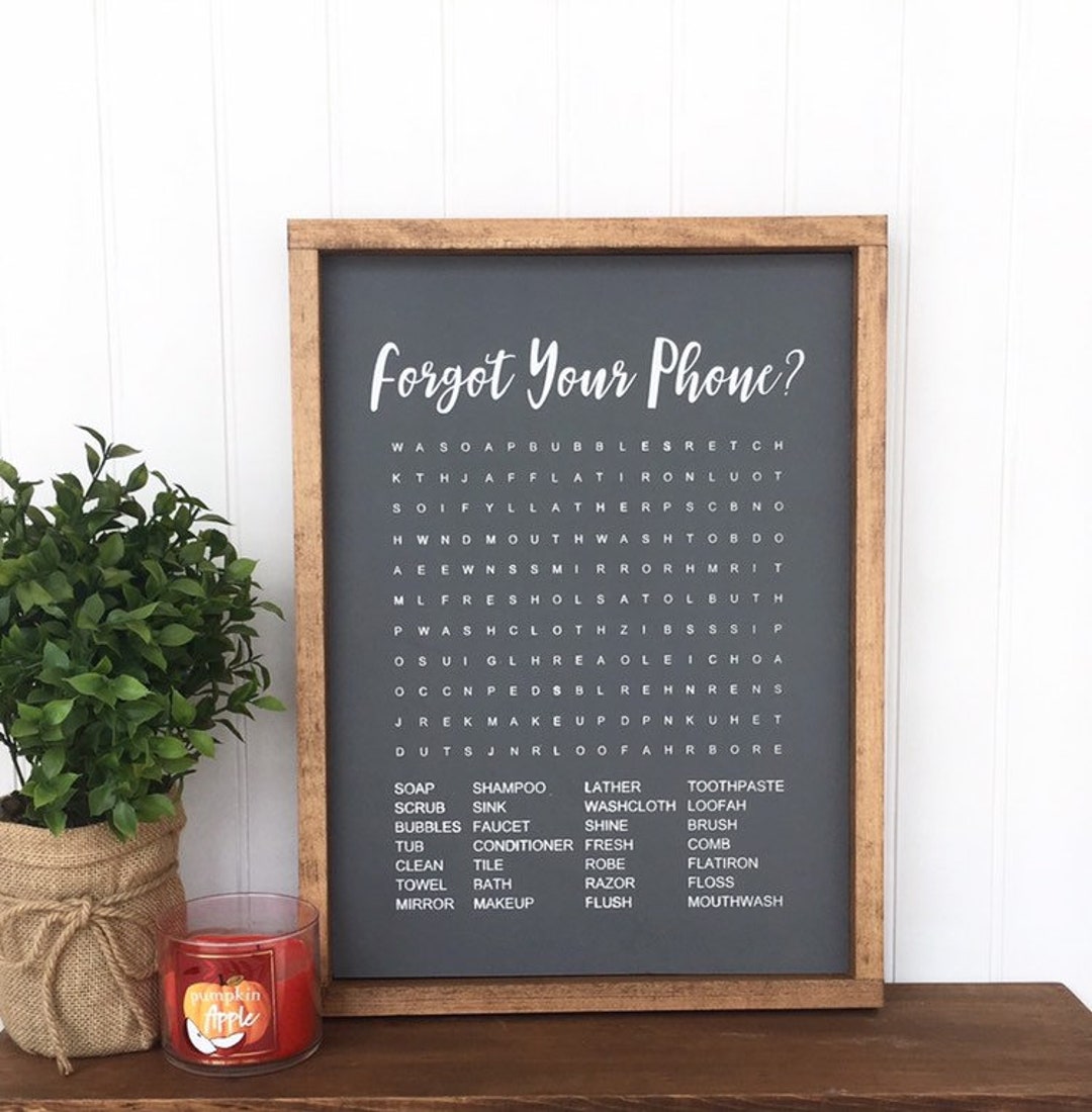 Word Search Sign, Bathroom Word Search, Funny Wood Bathroom Signs ...