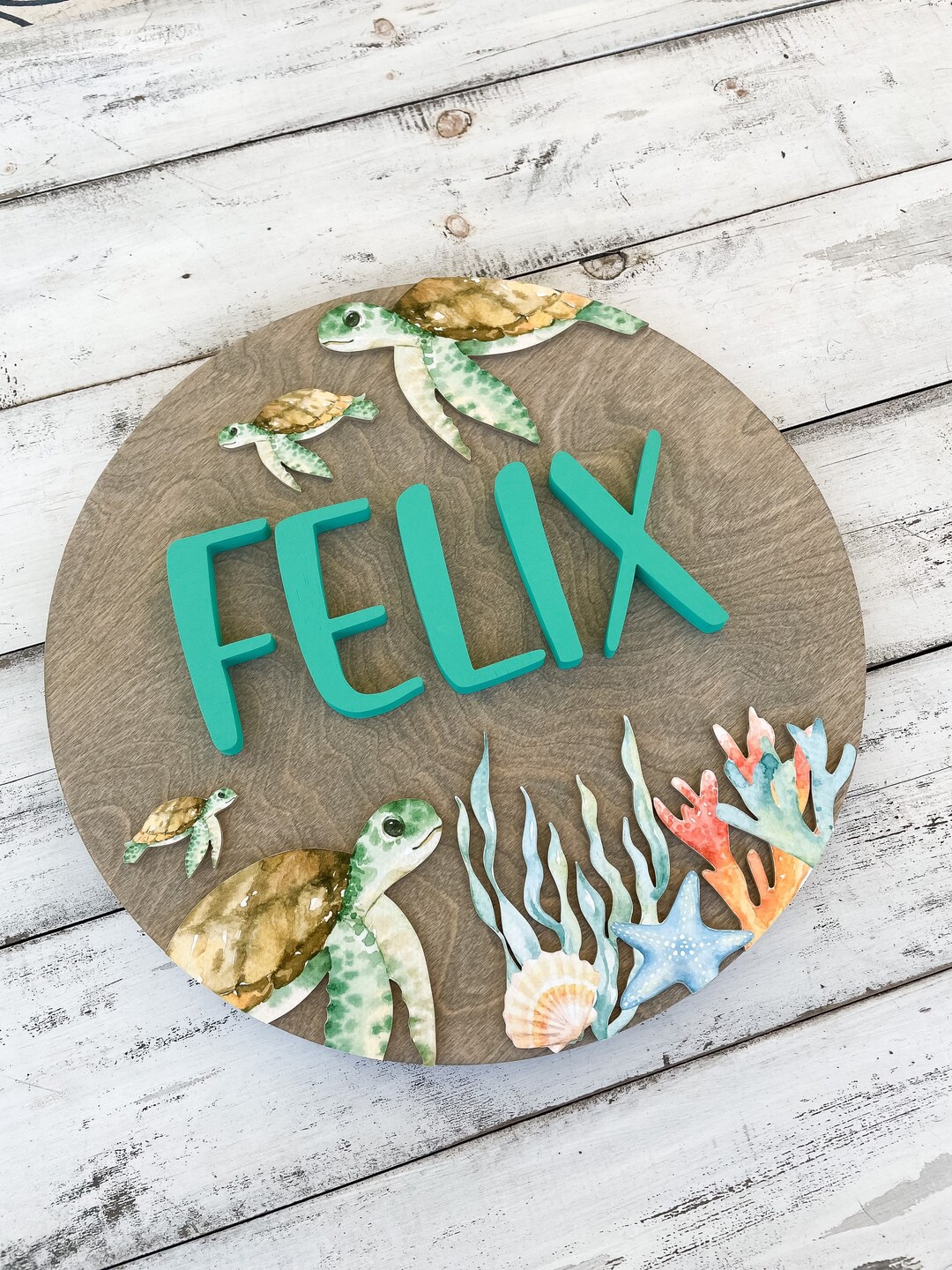 Sea Turtle Nursery Decor, Sea Turtle Name Sign Wood, Baby Signs for ...