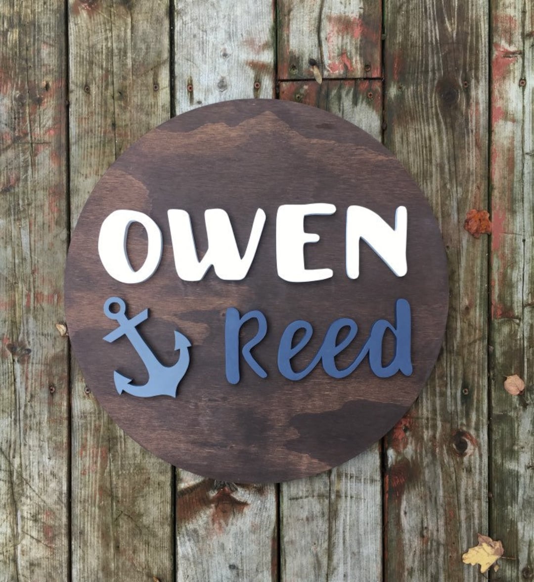 Anchor Name Sign Wood, Anchor Baby Shower Decor, Nautical Nursery Sign ...