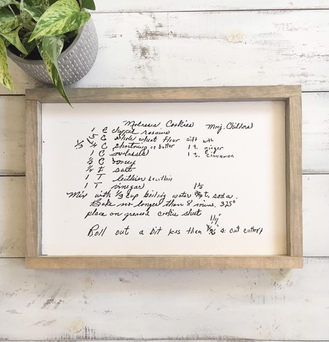 Handwritten Recipe Wall Art Wood, Sentimental Gifts for Mum, Kitchen ...
