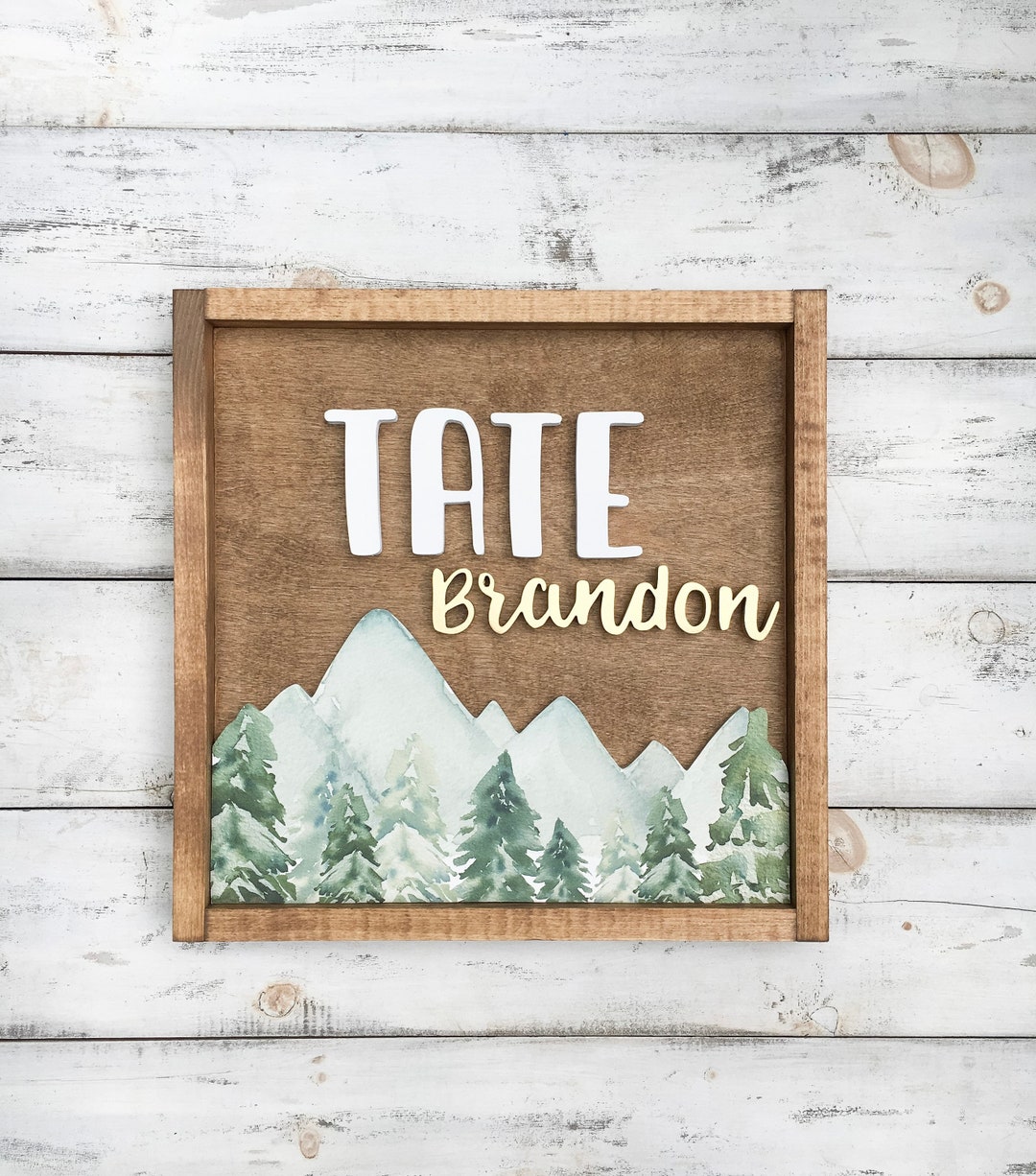 Mountain Nursery Name Sign, Mountain Nursery Wall Art, Name Sign for ...