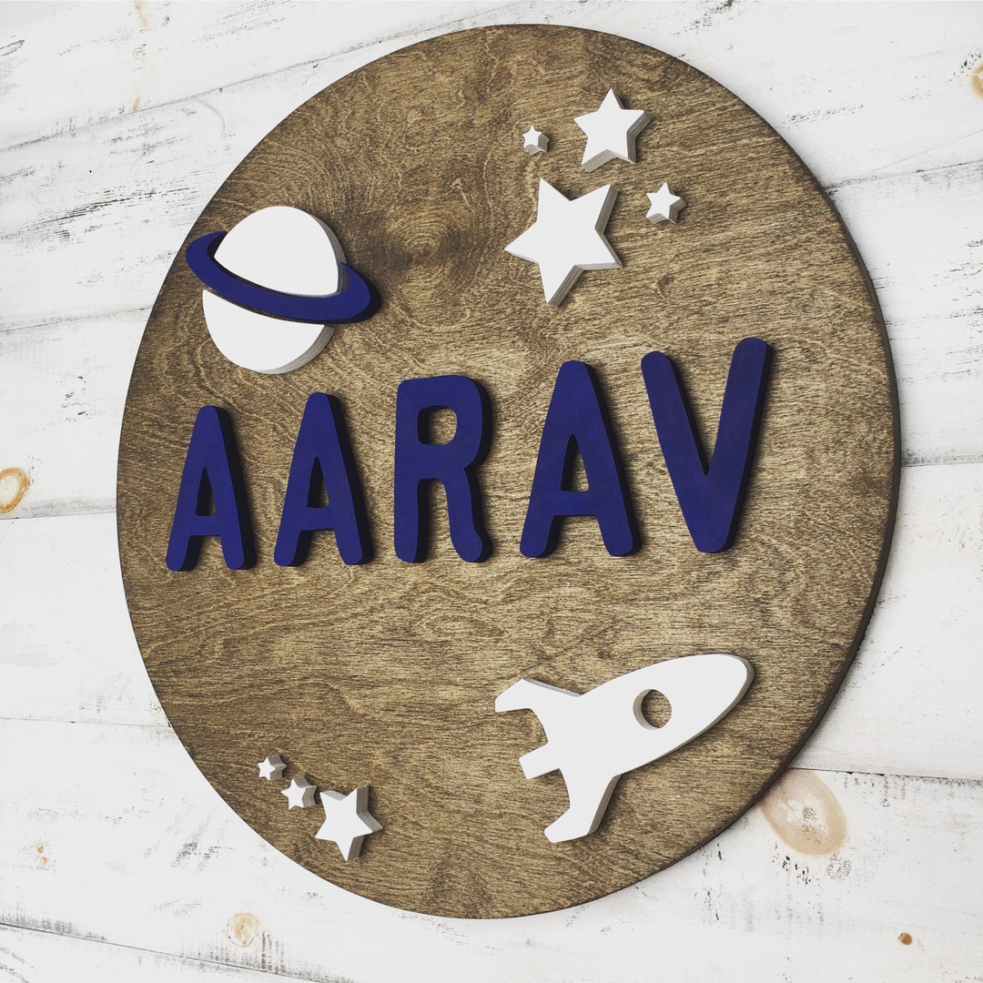 3D Wood Sign, Outer Space Name Sign for Wall, Space Name Plaque, Space ...