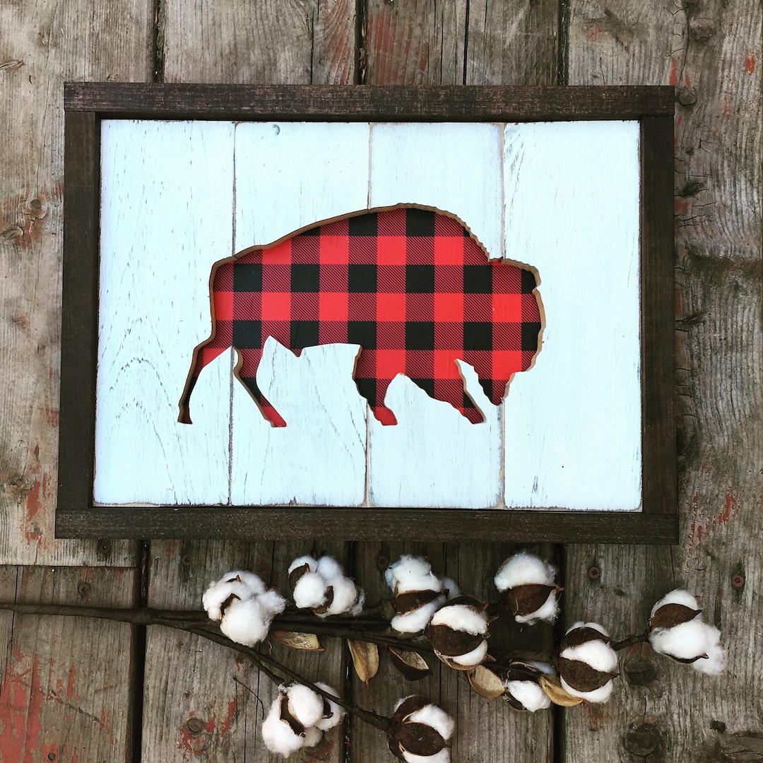 Buffalo Plaid Nursery Cutout, Buffalo Plaid Sign for New Baby, Animal ...
