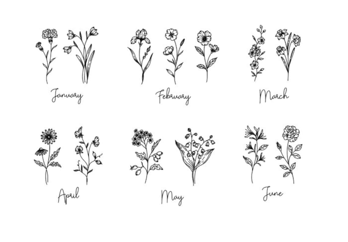 Birth Month Flower Wall Art Custom Birth Flower With Name - Etsy