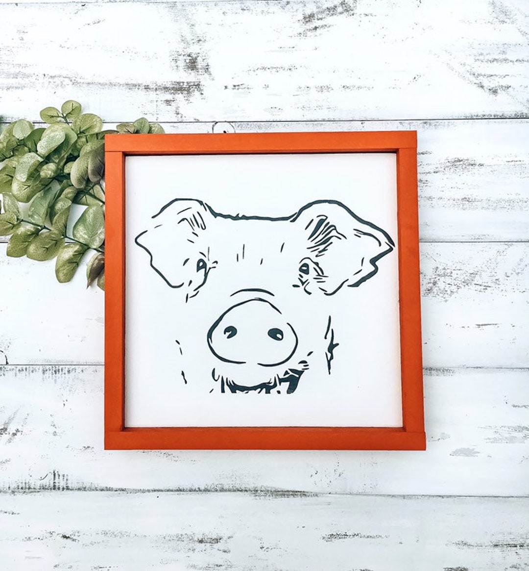 Pig Wood Sign for Kids Room, Pig Nursery Decor Wood Sign, Farm Animal ...
