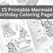 Mermaid Birthday Coloring Page Bundle, Birthday Coloring Page Bundle ...