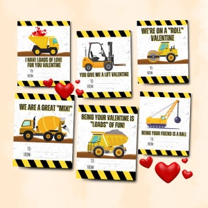 Construction Valentine Cards Printable PDF Valentines Valentine SVG ...