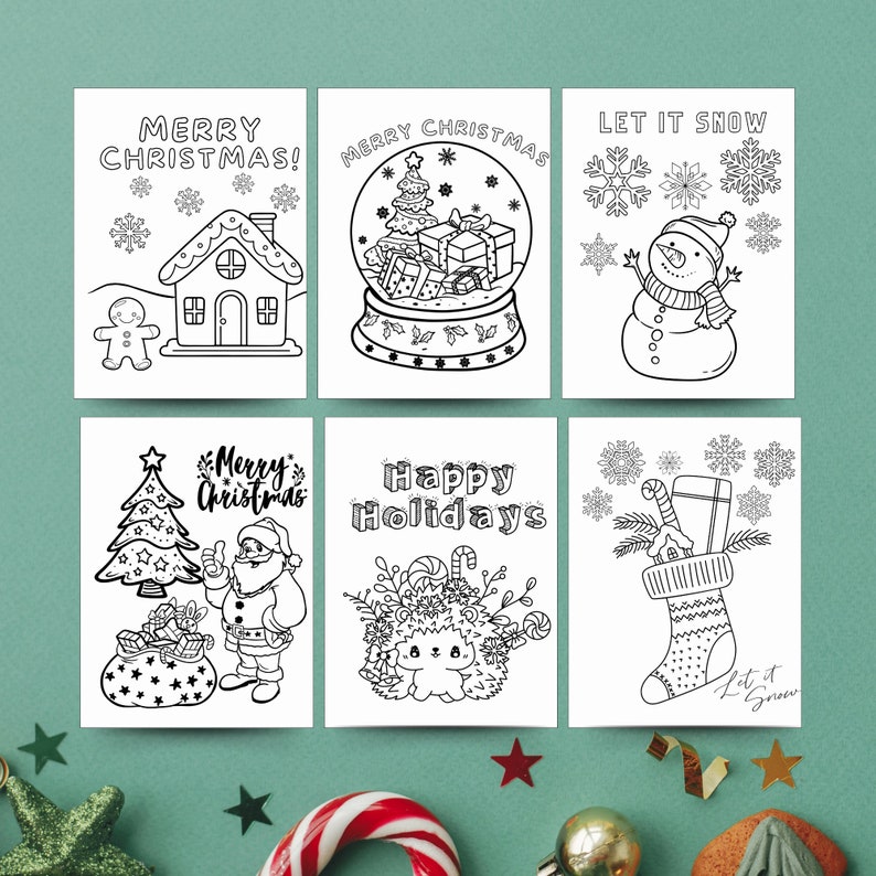Christmas Coloring Page Bundle, Holiday Coloring Page Bundle, Printable ...