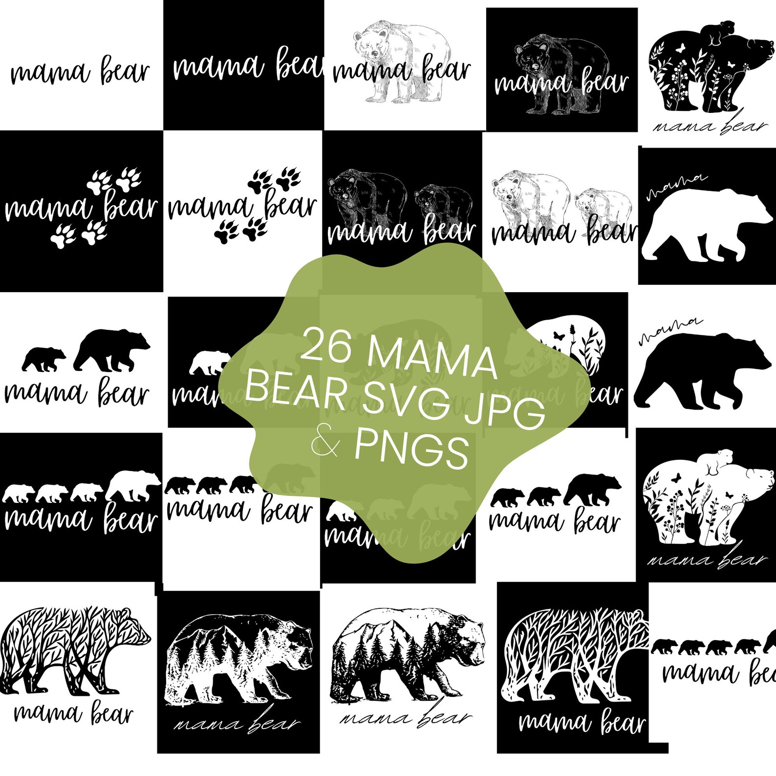 Mama Bear SVG Bundle Mama Bear Cricut Files Mama Bear - Etsy
