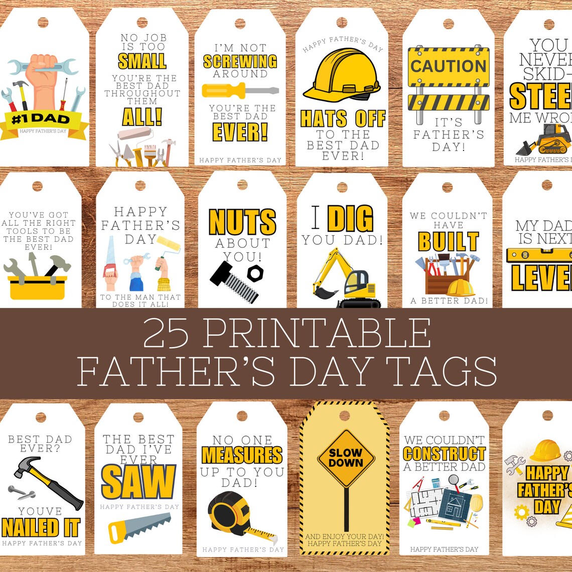 Father's Day Tags | Printable Construction Father's Day Tags | Father's ...