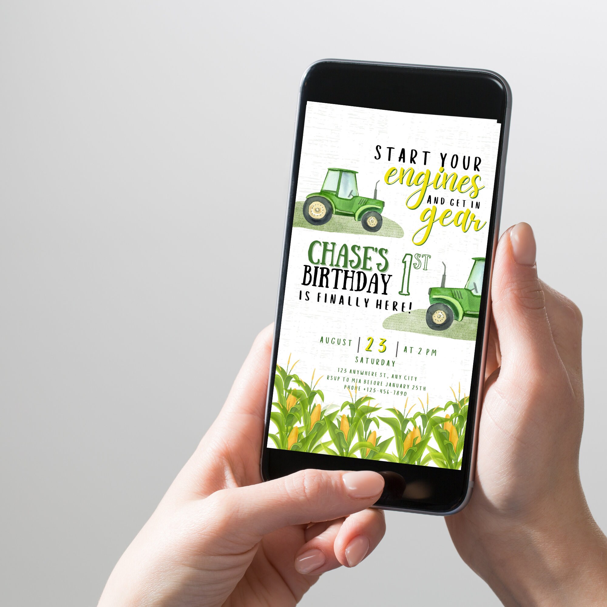 Editable Tractor Invitation | Farm Party Invitation | Canva Template ...