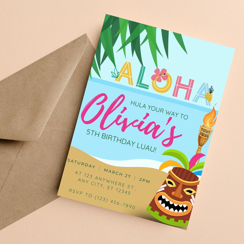Editable Luau Invitation Canva Template Summer Luau Party - Etsy
