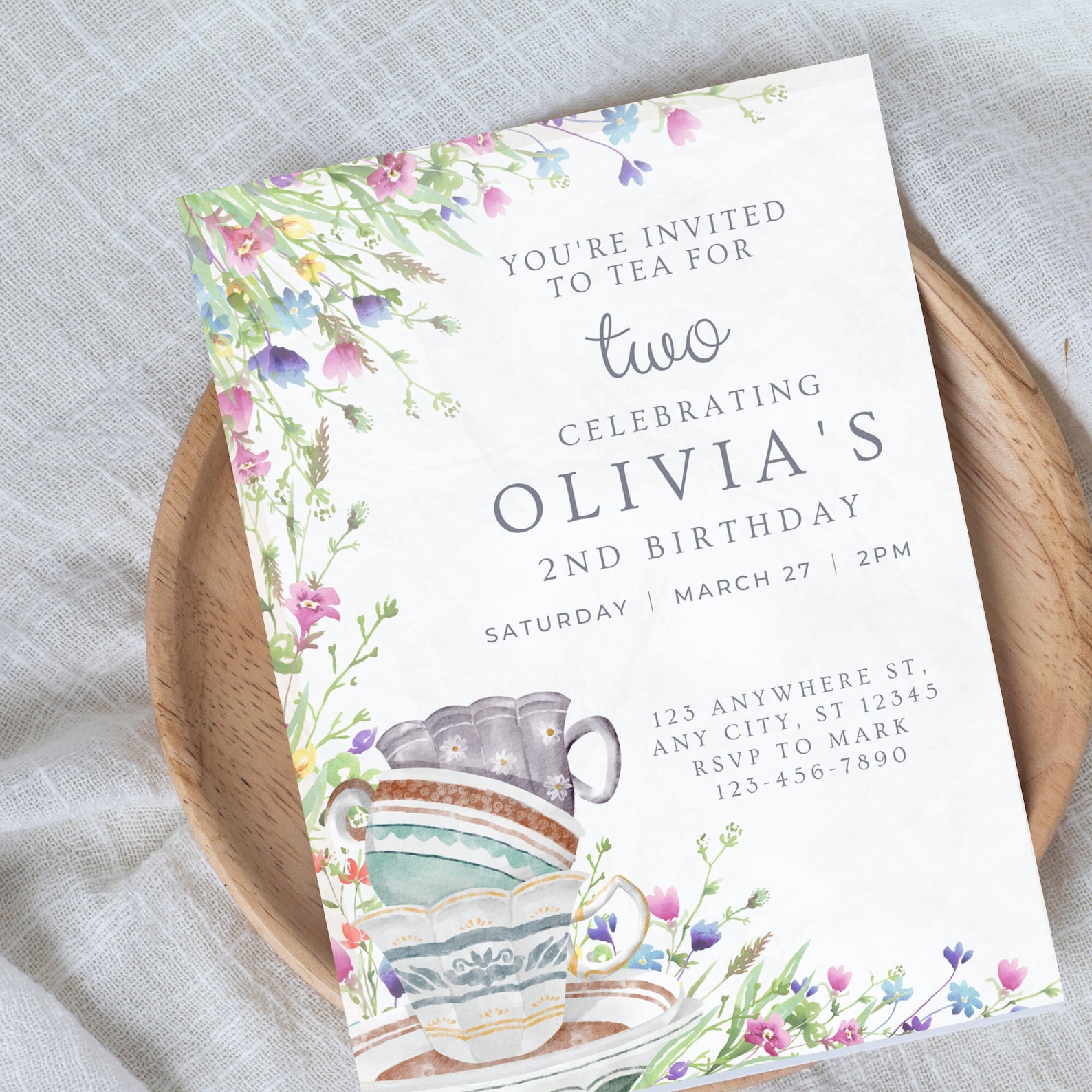 Tea Party Birthday Invitation | Editable Tea for Two Party Invite | Tea ...