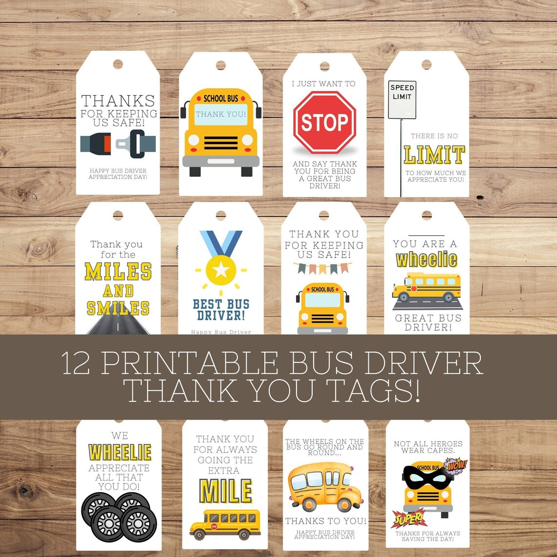 Bus Driver Appreciation Tags Bus Driver Thank You Tags Printable Thank ...