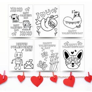 Valentine's Day Coloring Page Bundle, Valentine Coloring Page Bundle ...
