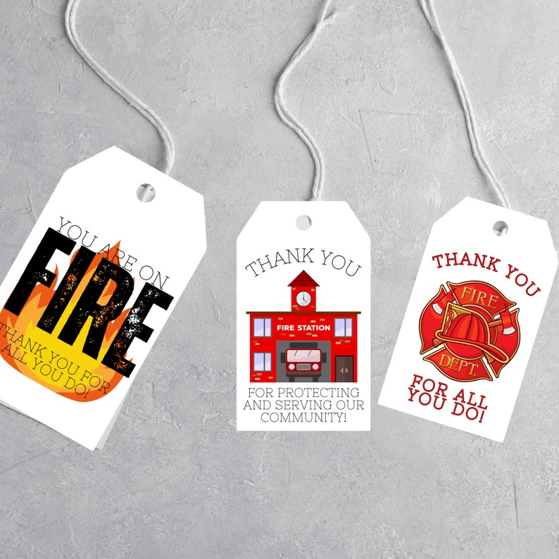 Firefighter Appreciation Tags | Firefighter Thank You Tags | Printable ...