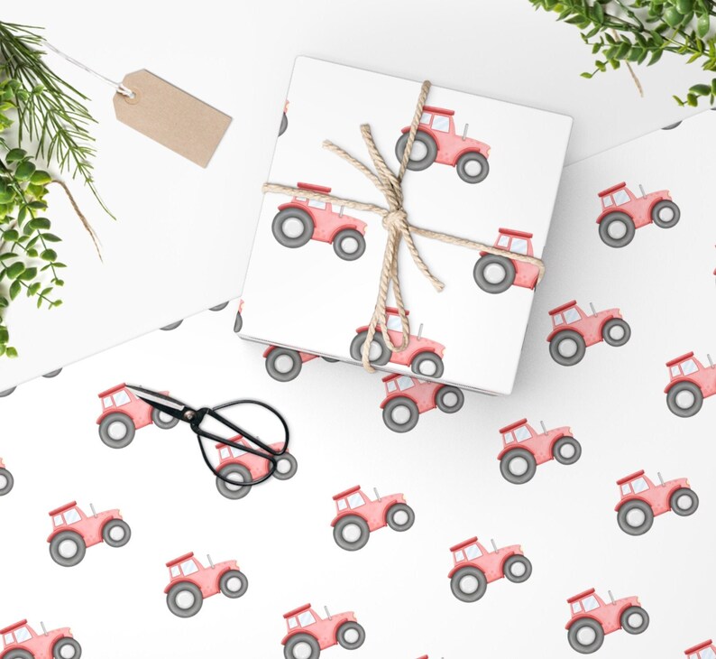 Tractor Wrapping Paper, Red Tractor Wrapping Paper, Red Tractor Gift ...