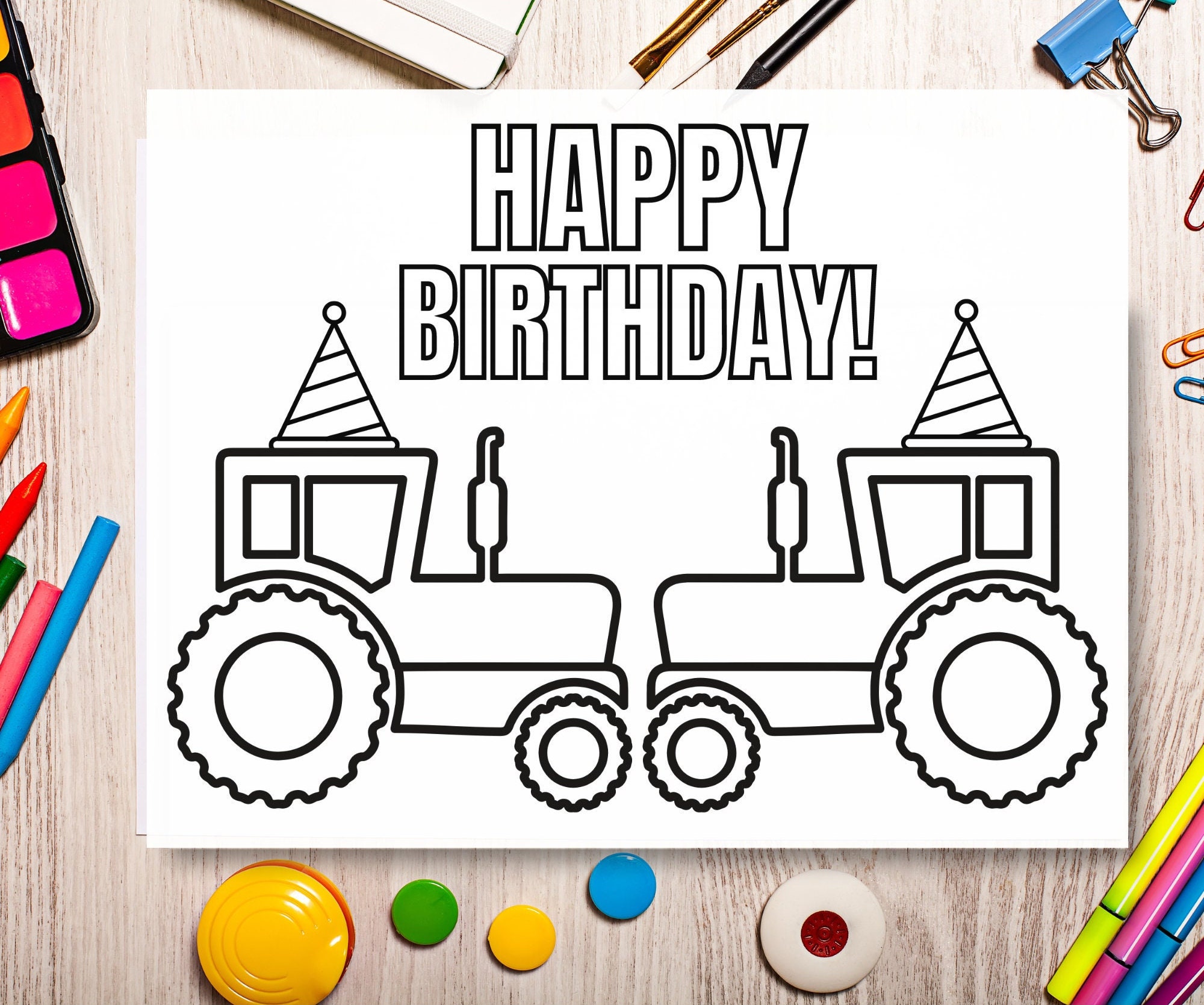 Farm Birthday Coloring Page Bundle, Birthday Coloring Page Bundle ...
