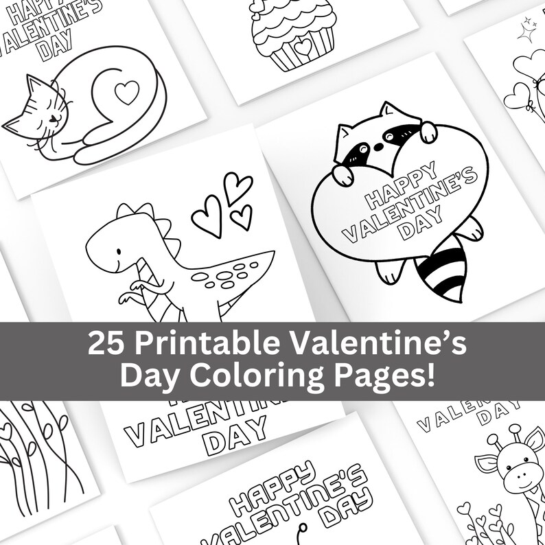 Valentine's Day Coloring Page Bundle, Valentine Coloring Page Bundle ...