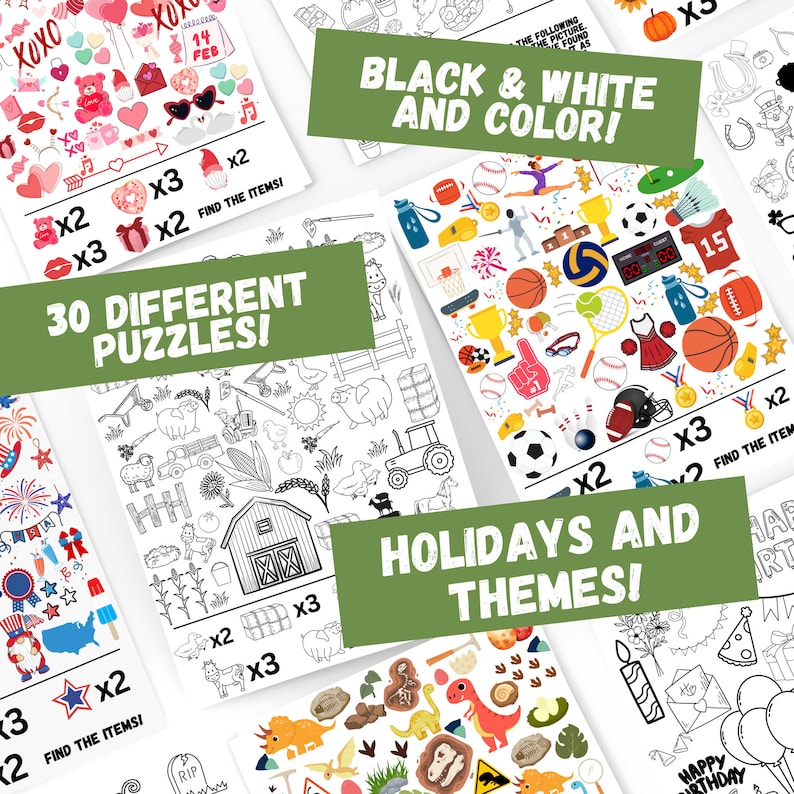 I Spy Printable Activity Page Bundle, Holiday Activity Page Bundle ...