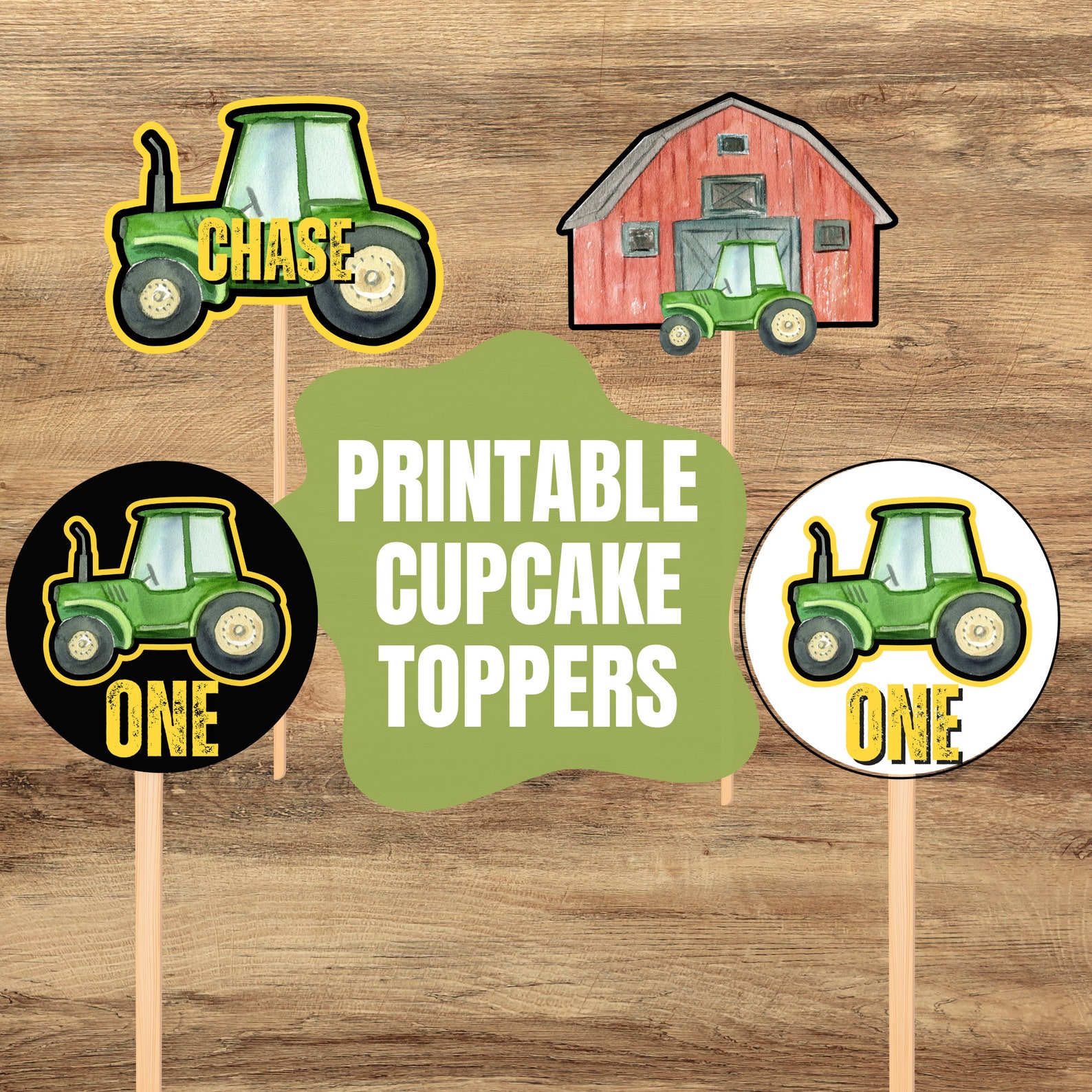 EDITABLE Tractor Cupcake Toppers | Farm Cupcake Toppers | Custom ...
