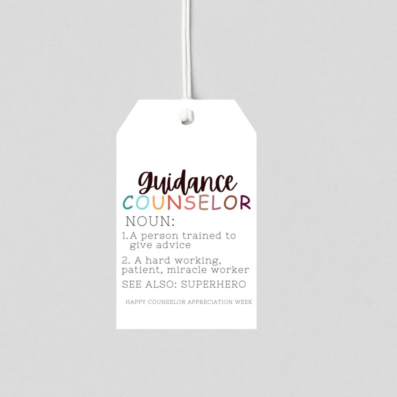 Counselor Appreciation Tags | Guidance Counselor Thank You Tags ...