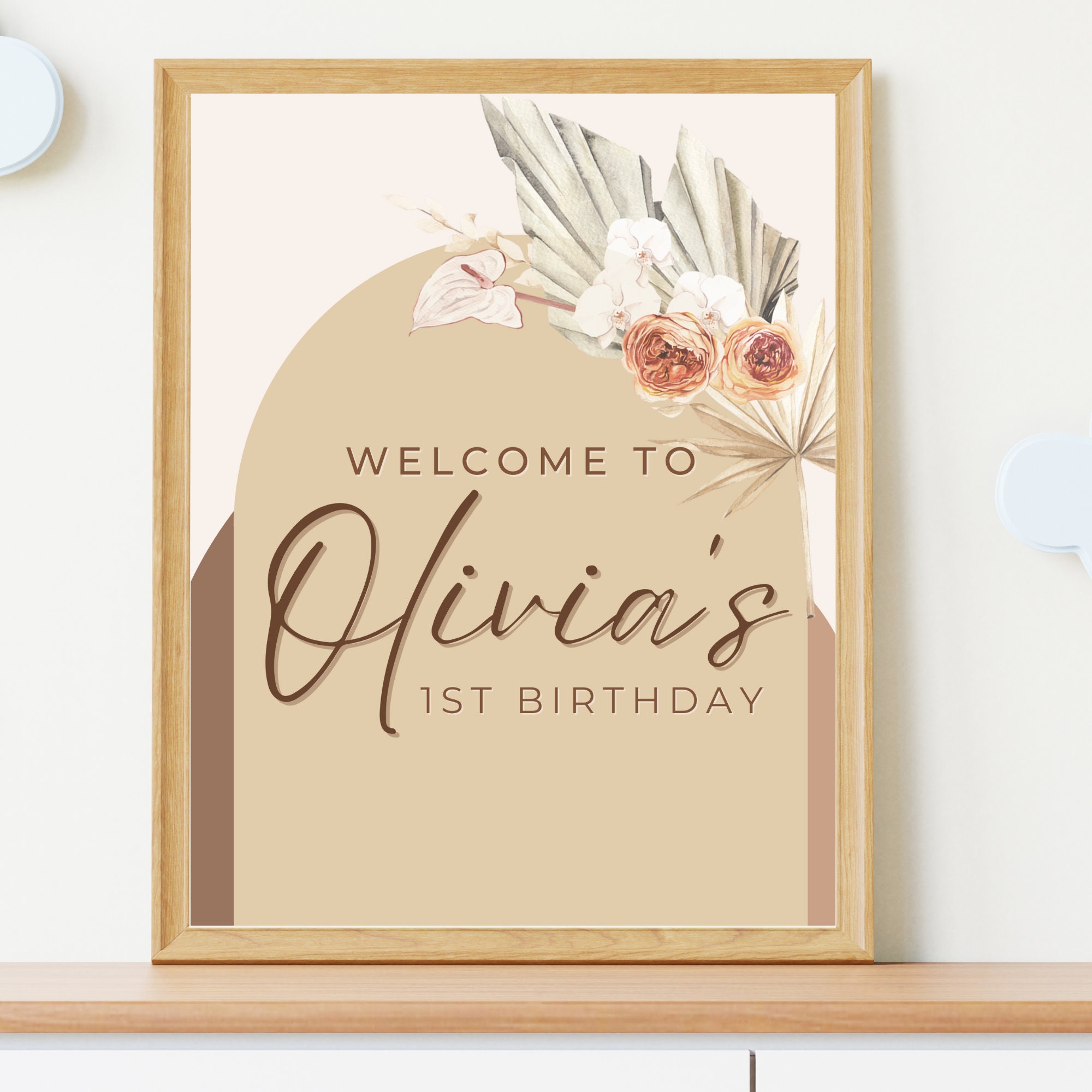 Editable Boho Pampas Welcome Sign Canva Template Pampas Boho Party ...