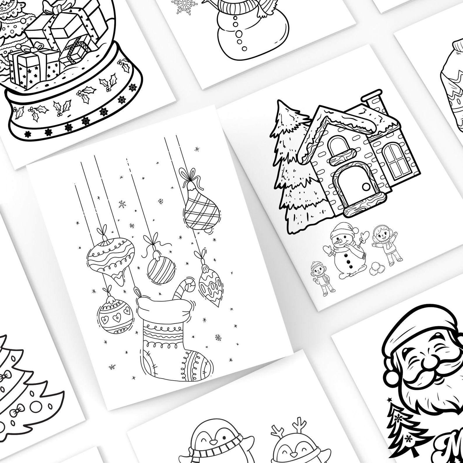 Christmas Coloring Page Bundle, Holiday Coloring Page Bundle, Printable ...