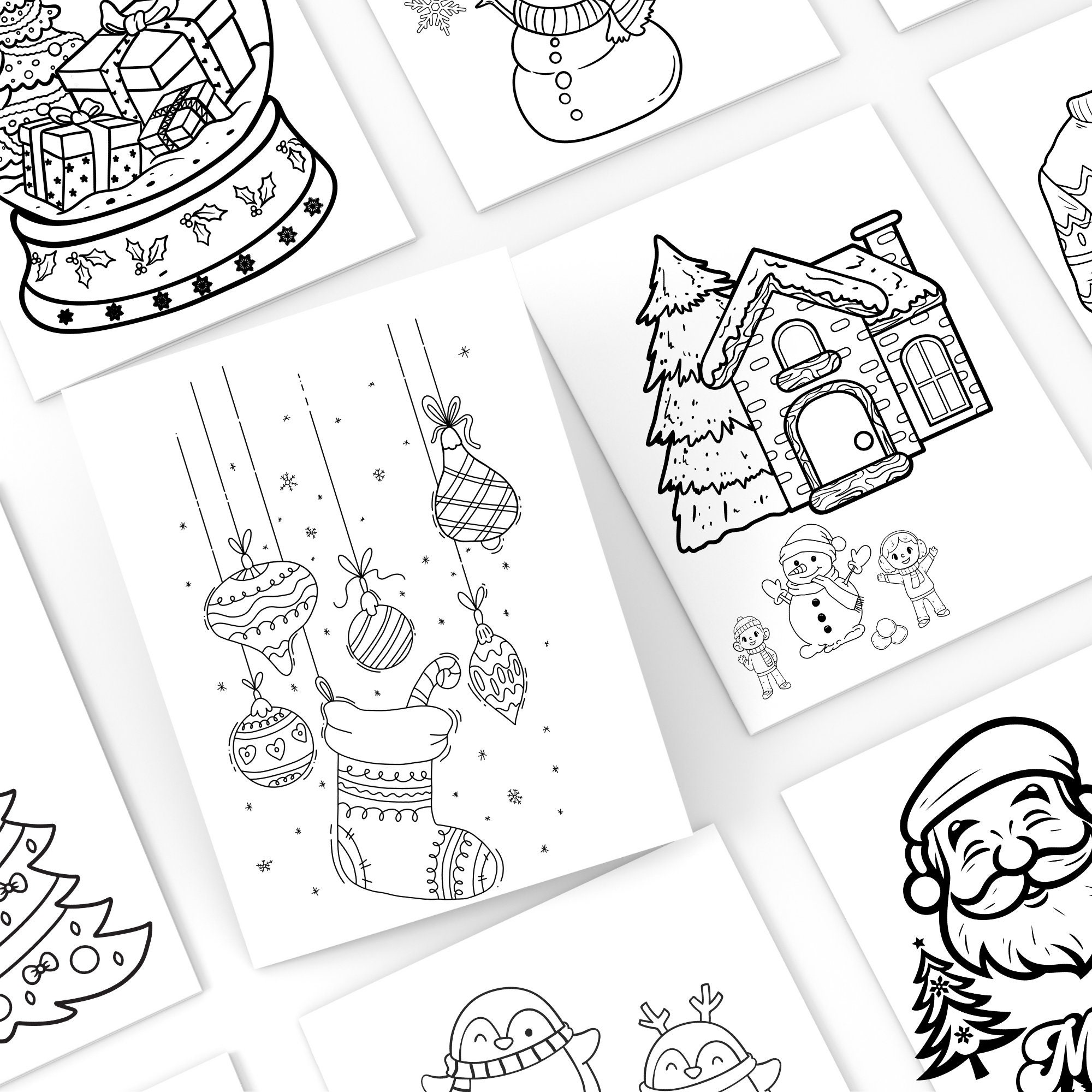 Christmas Coloring Page Bundle, Holiday Coloring Page Bundle, Printable ...