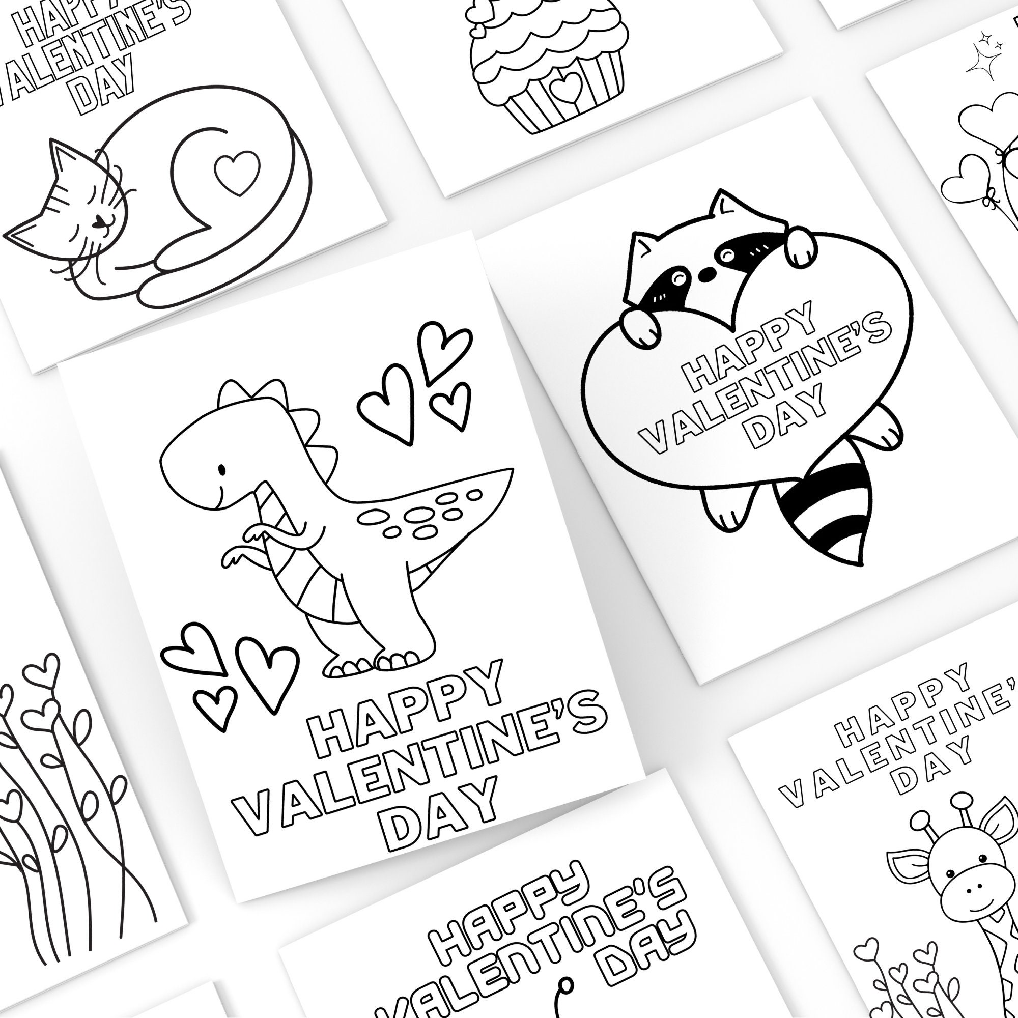 Valentine's Day Coloring Page Bundle, Valentine Coloring Page Bundle ...