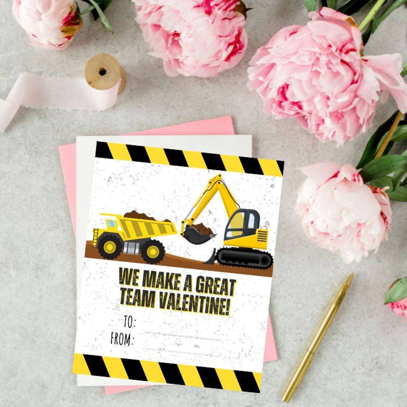 Construction Valentine Cards Printable PDF Valentines Valentine SVG ...