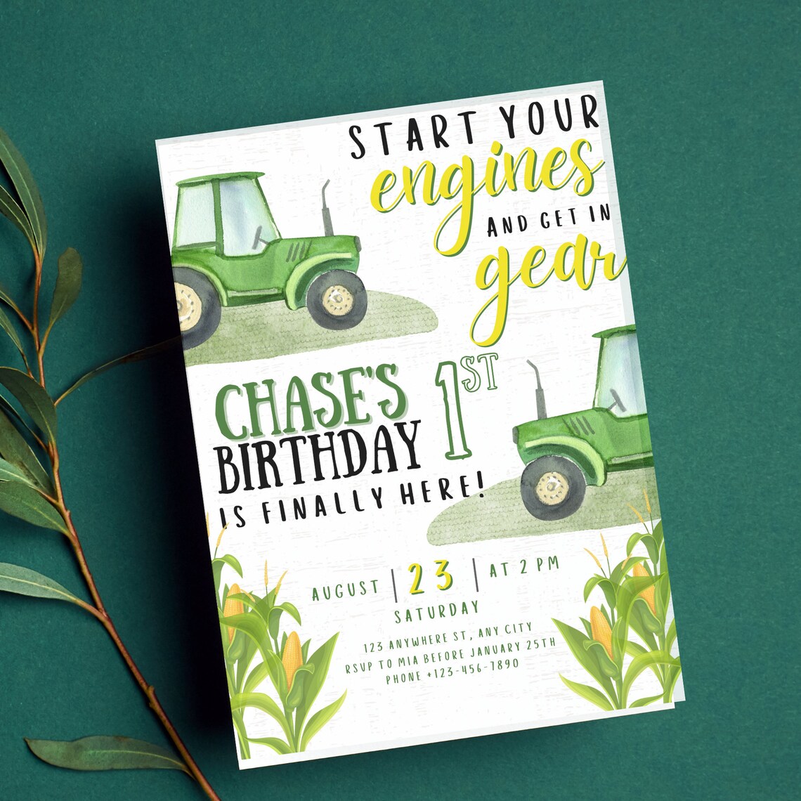Editable Tractor Invitation | Farm Party Invitation | Canva Template ...