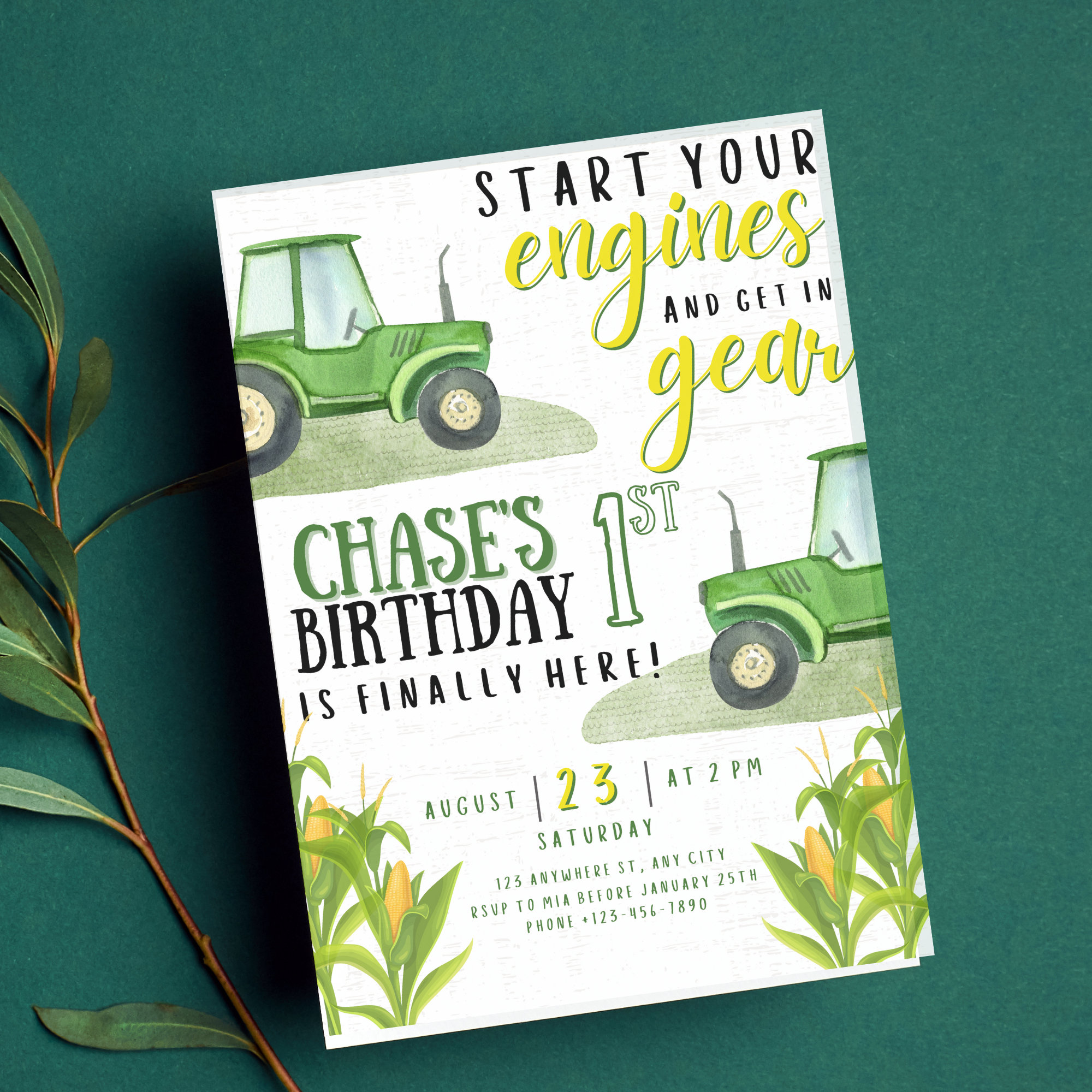 Editable Tractor Invitation | Farm Party Invitation | Canva Template ...