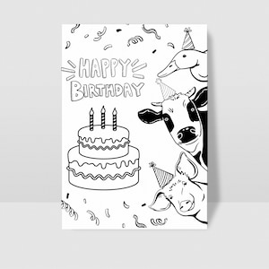 Farm Birthday Coloring Page Bundle, Birthday Coloring Page Bundle ...
