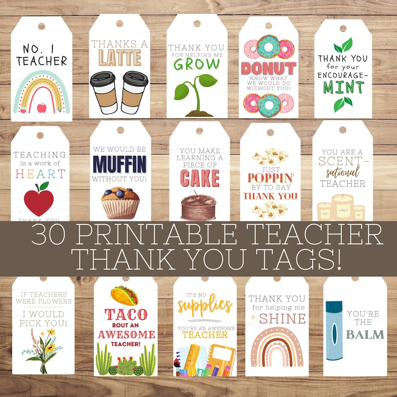 Teacher Appreciation Tags Teacher Thank You Tags Printable - Etsy