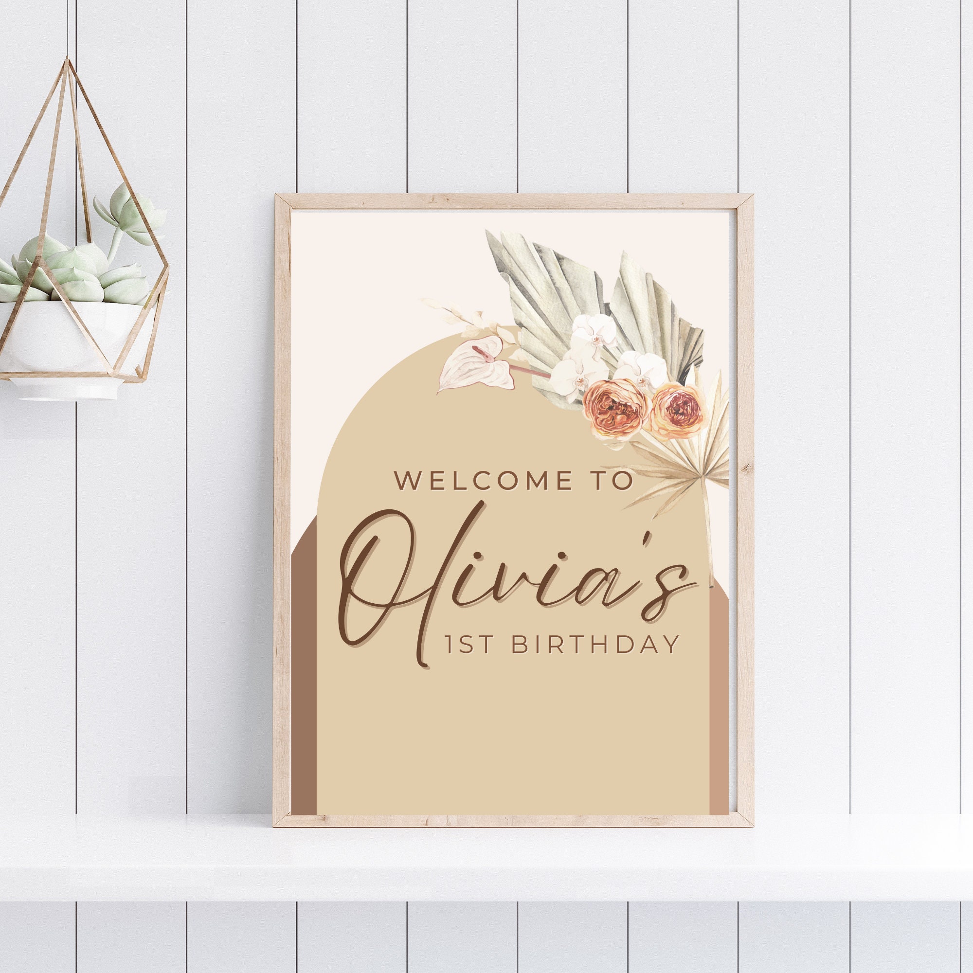 Editable Boho Pampas Welcome Sign Canva Template Pampas Boho Party ...