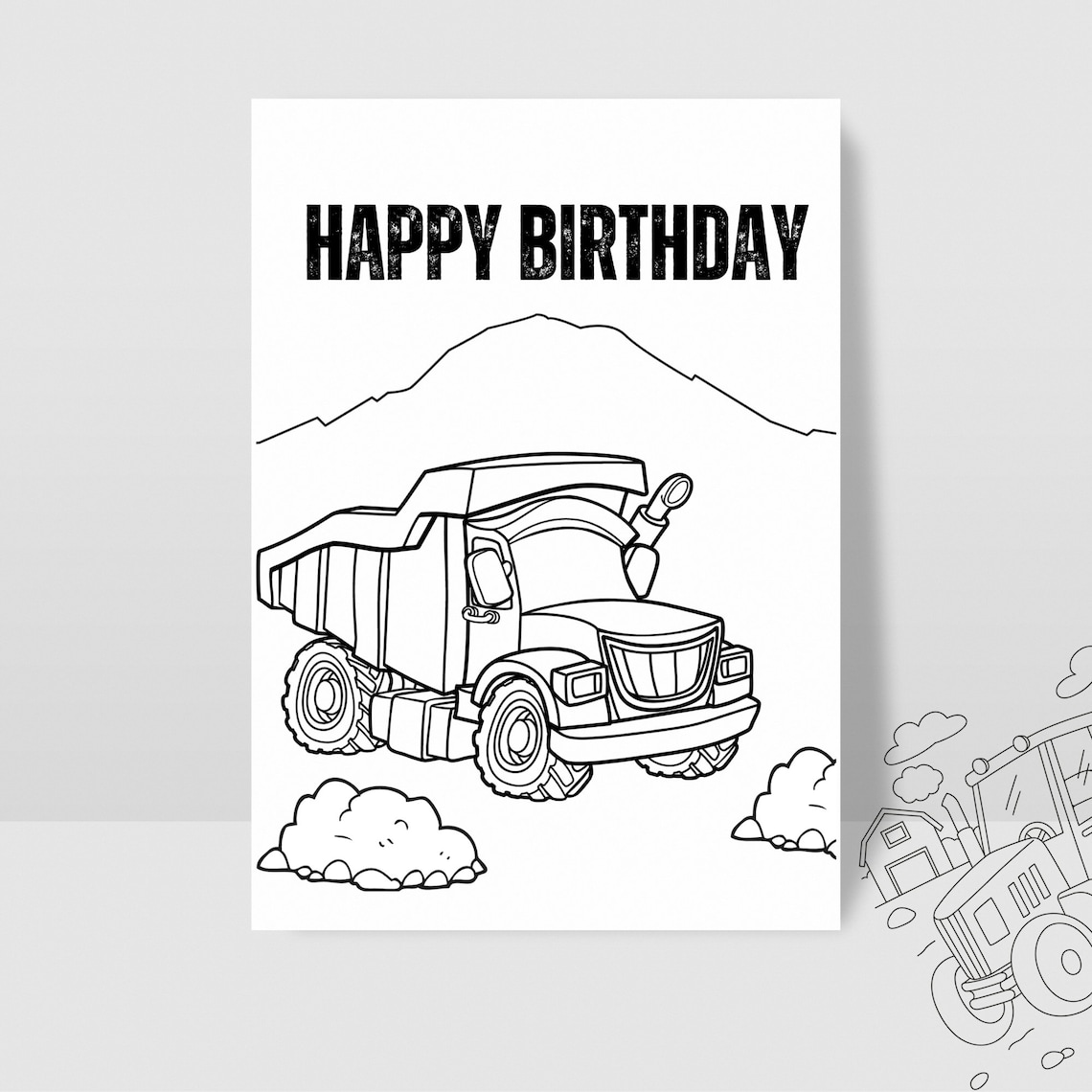 Printable Construction Coloring Pages, Birthday Coloring Page Bundle ...