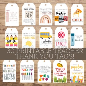 Teacher Appreciation Tags | Teacher Thank You Tags | Printable Thank ...