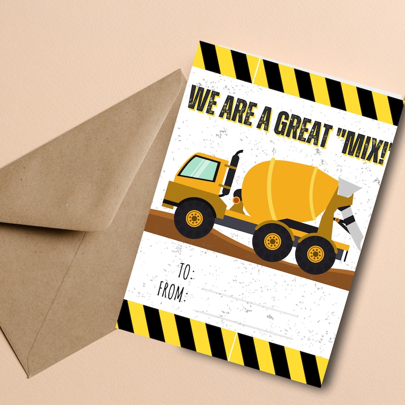 Construction Valentine Cards Printable PDF Valentines - Etsy