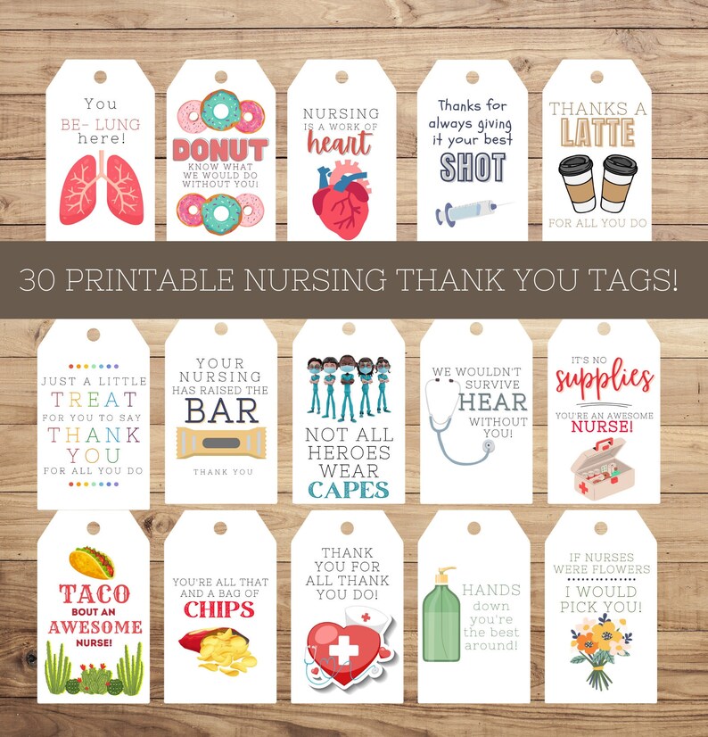 Nurse Appreciation Tags Nurse Thank You Tags Printable Thank You Tags ...