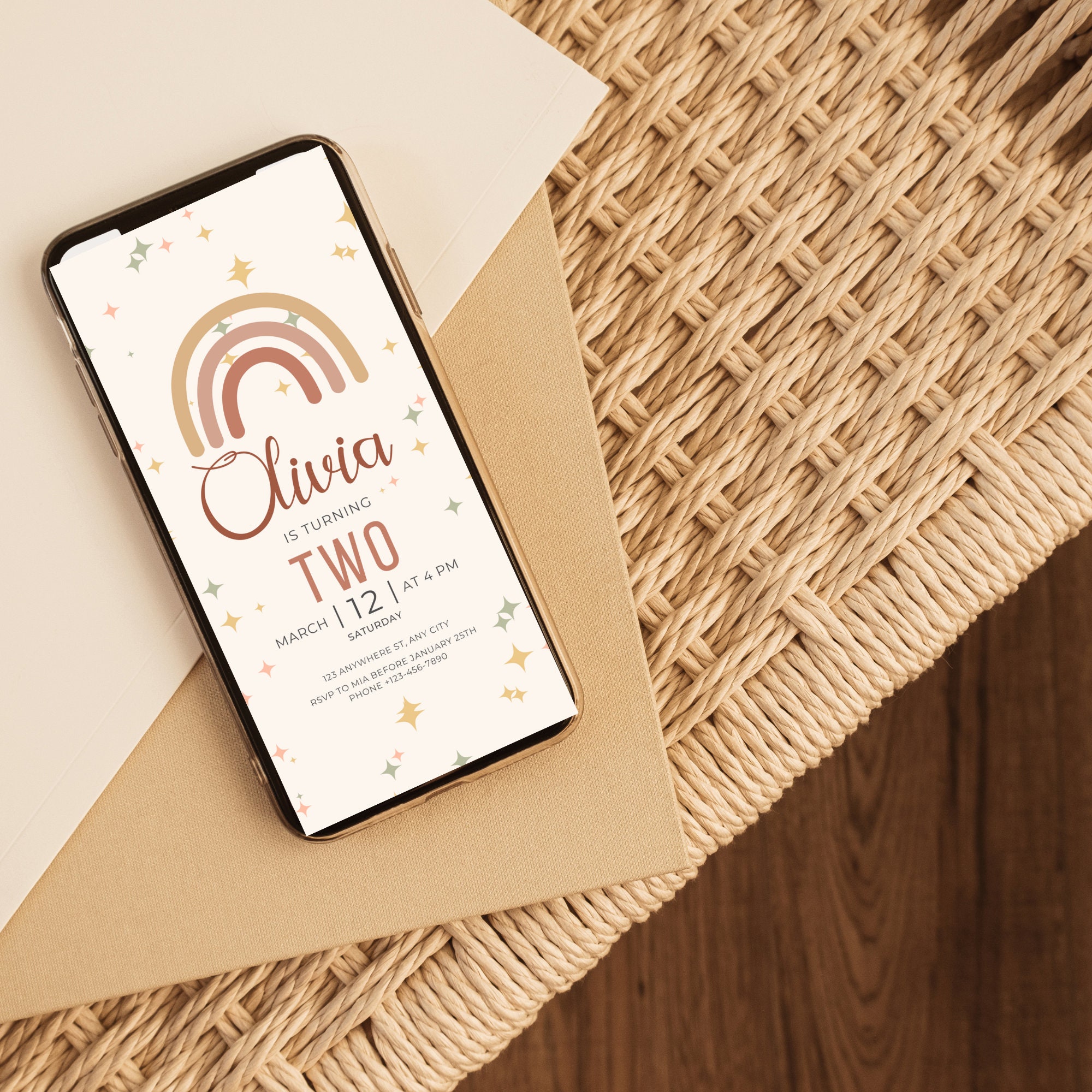 Boho Rainbow Birthday Invitation | Editable Rainbow Party Invite ...