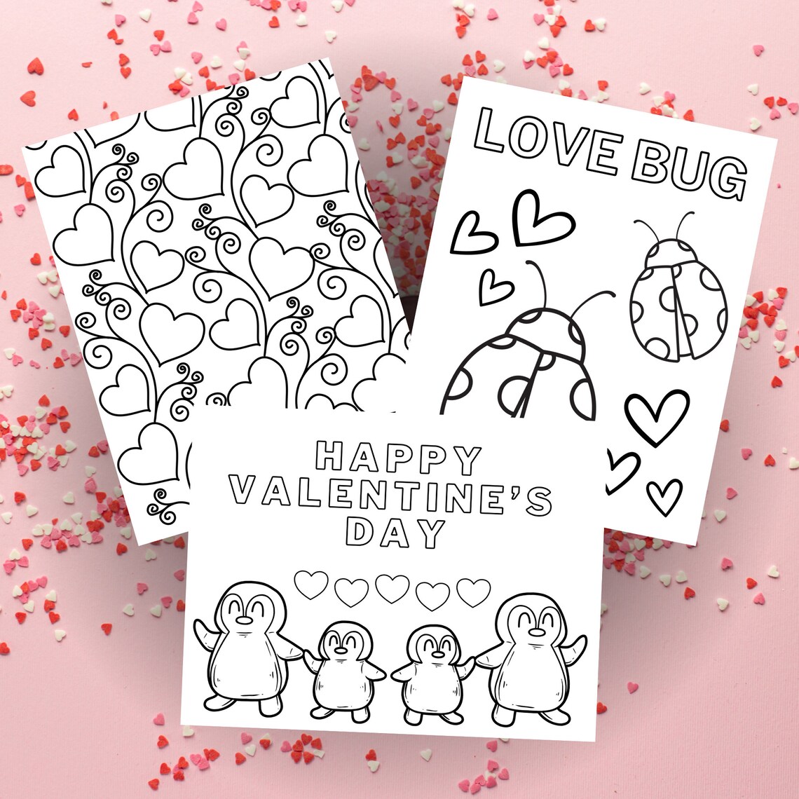 Valentine's Day Coloring Page Bundle, Valentine Coloring Page Bundle ...