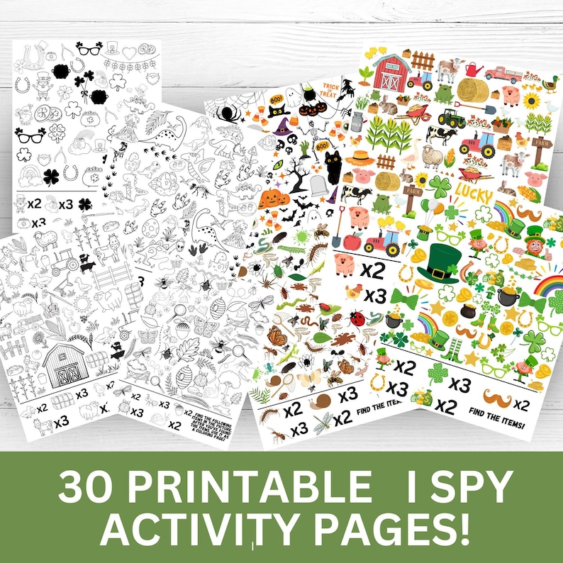 I Spy Printable Activity Page Bundle, Holiday Activity Page Bundle ...