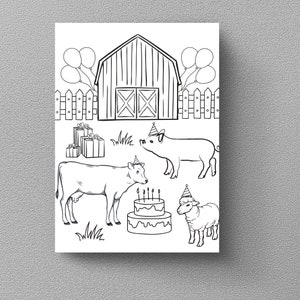 Farm Birthday Coloring Page Bundle, Birthday Coloring Page Bundle ...